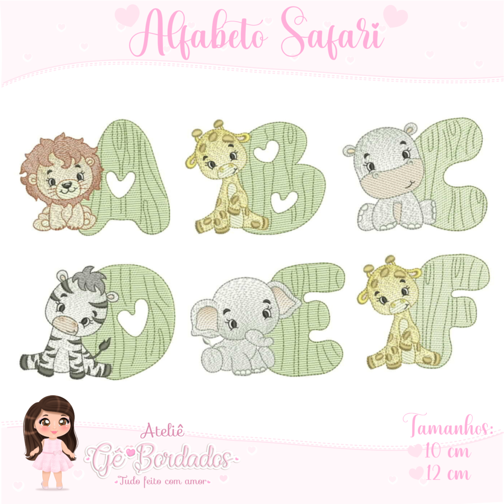 Alfabeto Safari - Ateliê Gê Bordados
